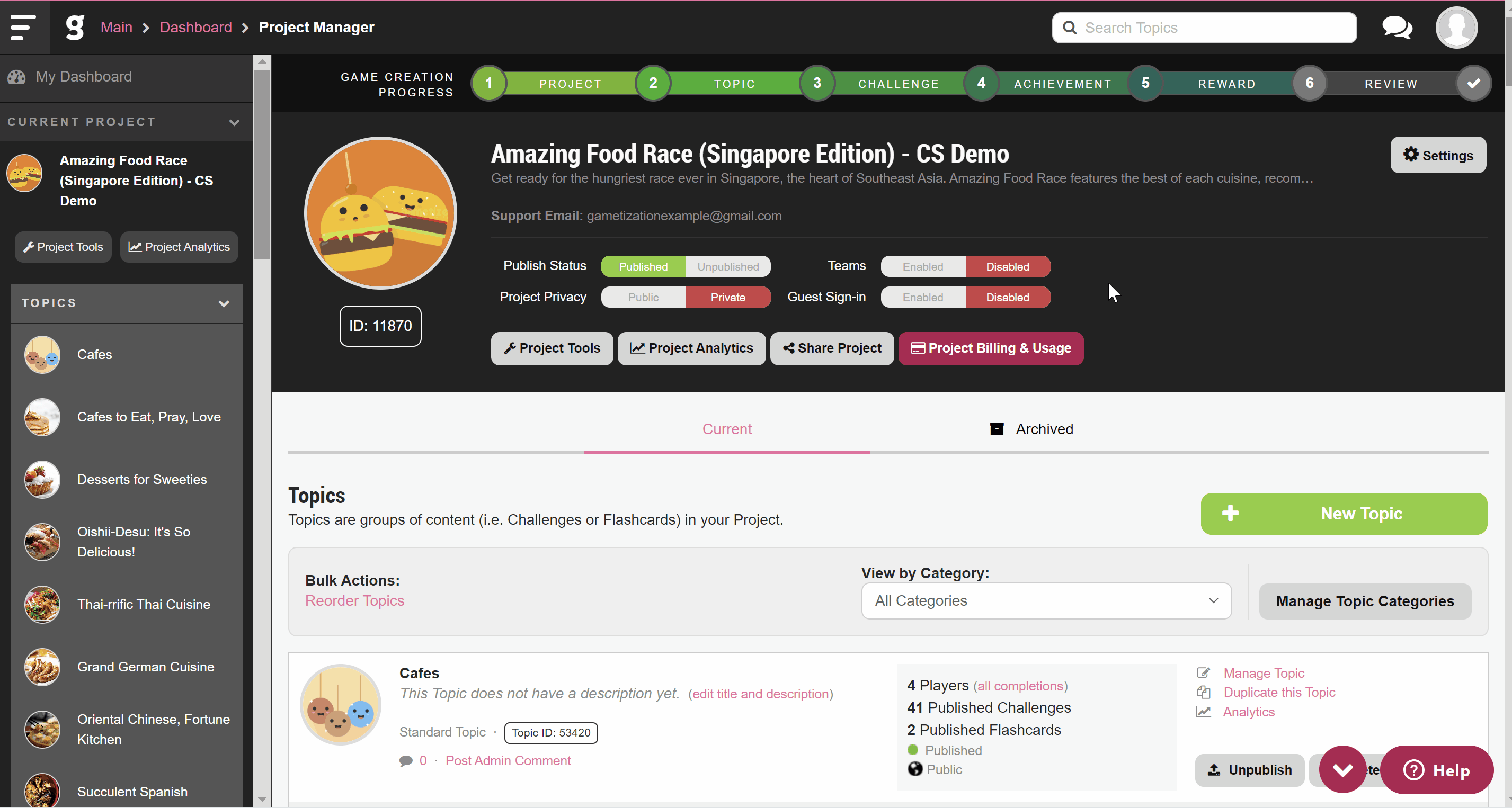 Enabling or Disabling Teams in a Project – Gametize
